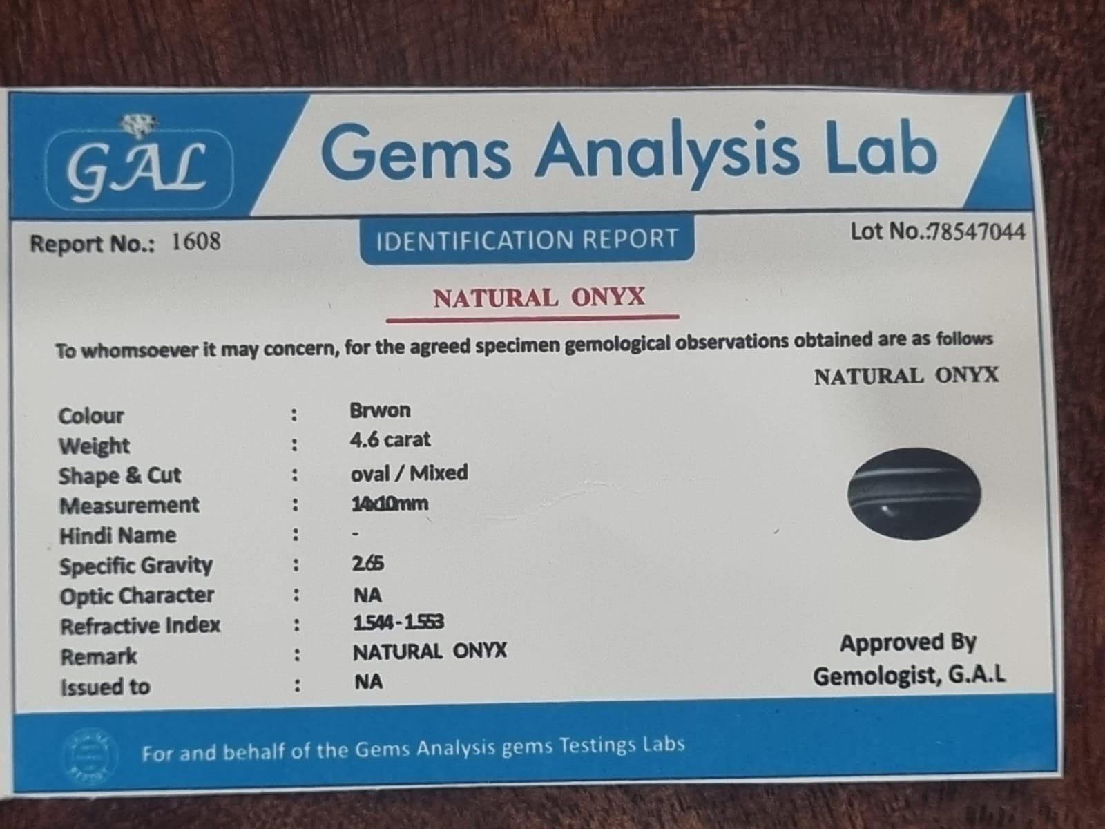 Sulemani Hakik stone | 5 ratti | Black Agate stone | With Lab Certificate