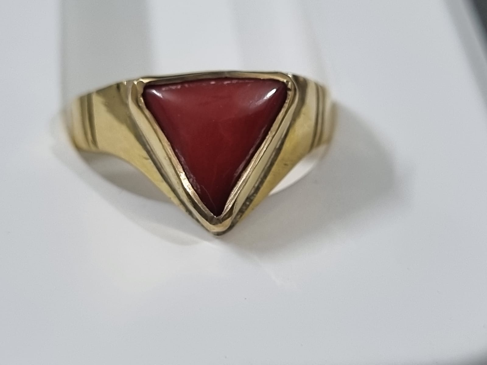 Triangle Red Coral Ring | Triangle Moonga ring | With Certificate ...