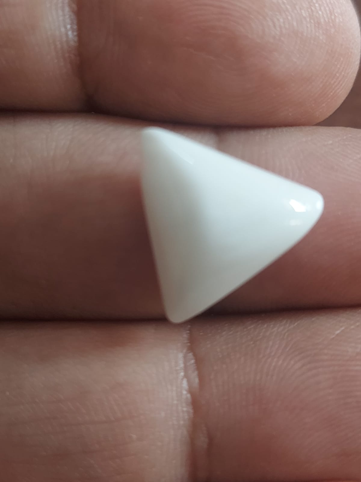 White Coral Stone | Safed Mooonga | Triangle | 11 Carat | With Lab Cer ...